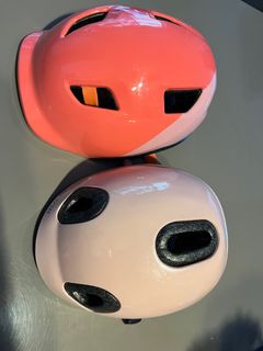 Two BTWIN Kids' Bike Helmets - Pink & Blue, Sports Equipment, Bicycles ...