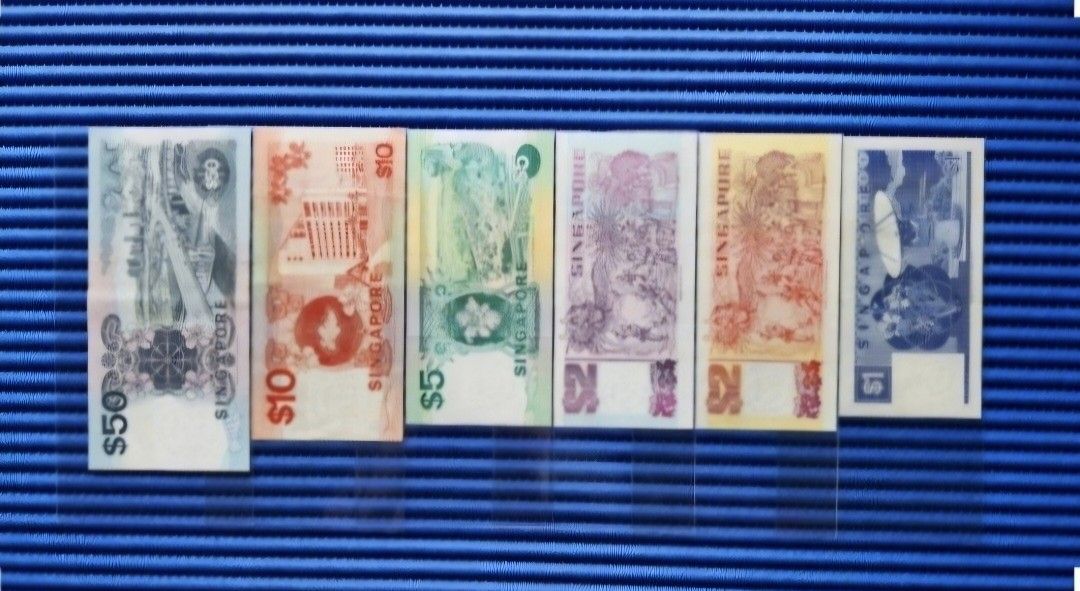 6X Singapore Ship Series $1, $2, $2, $5, $10 & $50 Note Random Numbers ...