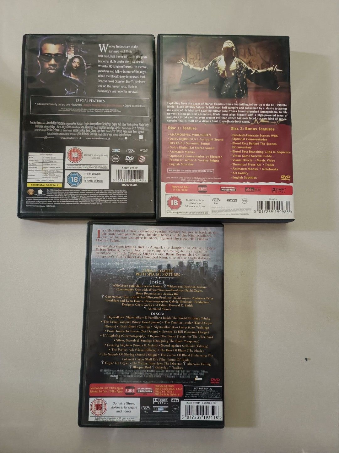 Blade trilogy DVDs, Hobbies & Toys, Music & Media, CDs & DVDs on Carousell