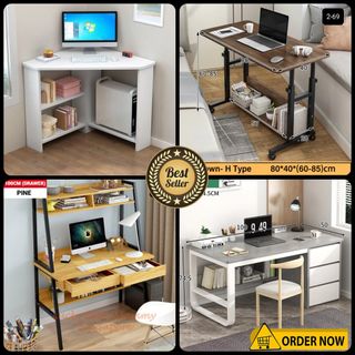 Corner L Shape Table | Computer Desk with Shelves | Gaming Table ...