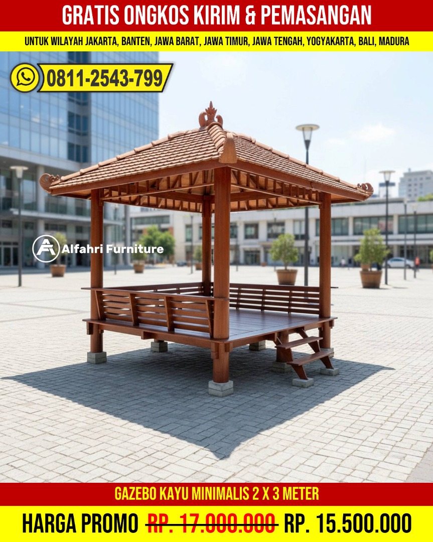 Gazebo Outdoor Fully Natural Untuk Rumah Anda 2x3 Atap Genteng Sirap ...