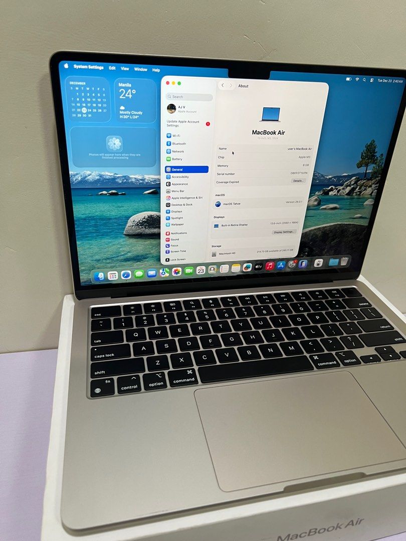 MacBook Air M3 13-inch | 8GB RAM | 256GB SSD | 100% Battery | Complete ...