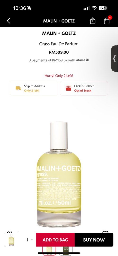 Malin + Goetz Grass Eau De Parfum 50ml, Beauty & Personal Care ...