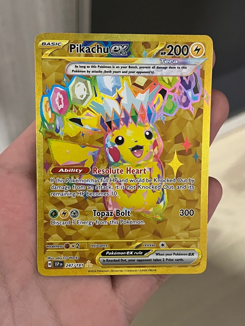 Pokémon TCG Pikachu EX Surging Sparks Hyper Rare Gold 247/191, Hobbies ...