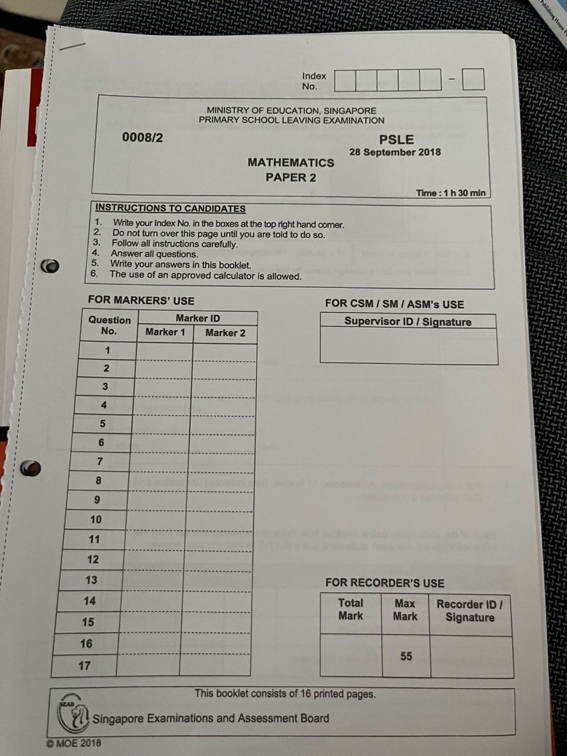PSLE Mathematics Paper 1 & 2 (2018), Hobbies & Toys, Books & Magazines ...