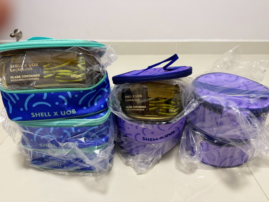Shell x UOB LocknLock Glass Container Lunch Box Set, Furniture & Home ...