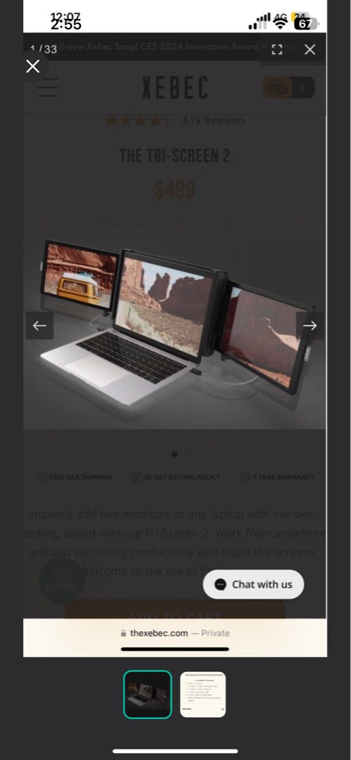 Xebec Tri-Screen 2 - Portable Laptop Monitor, Computers & Tech, Parts ...