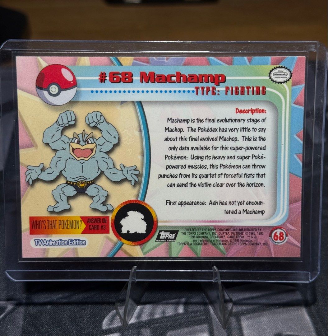 1999 Vintage Topps Pokemon TV 68 Machamp Non Holo, Hobbies & Toys, Toys ...