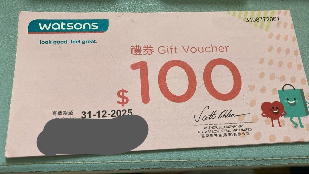 ｛85折｝屈臣氏 Watsons $100 禮券 coupon 現金券 $100面值 (只限旺角新世紀分店), 門票＆禮券, 現金券、兌換券 ...