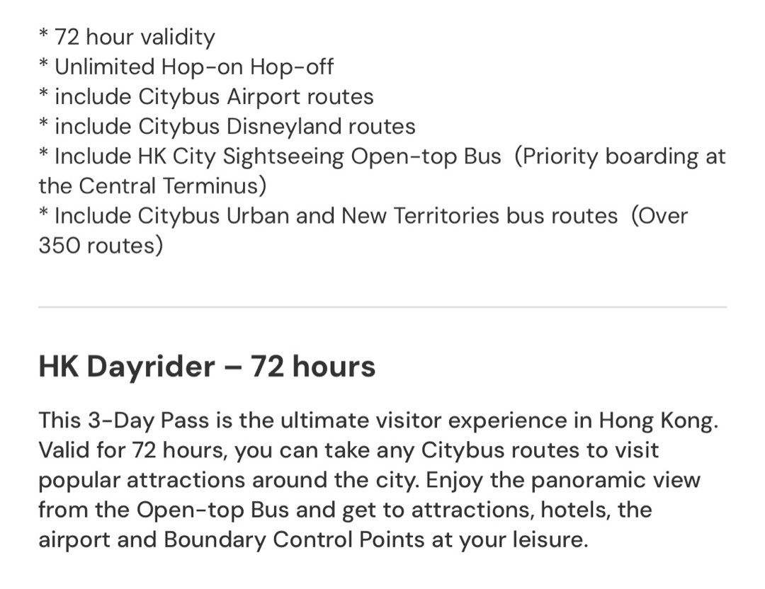 「觀光城巴」開篷巴士+ 遠航者(72小時) HK Dayrider, 門票＆禮券, 現金券、兌換券、禮券 - Carousell