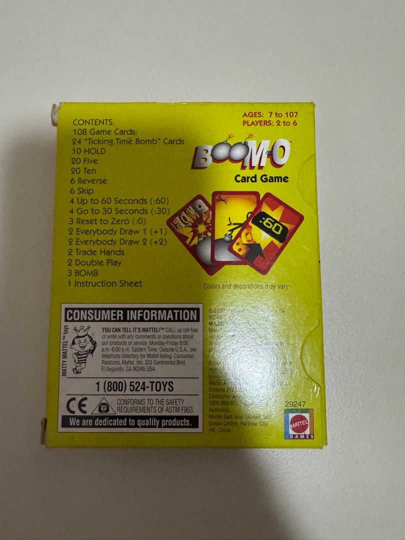 Boom-O Card Game by Mattel, Hobbies & Toys, Toys & Games on Carousell
