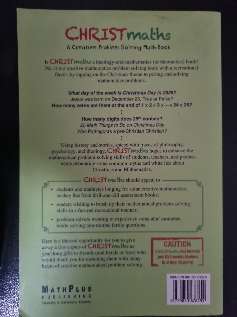 Christmas Christ-maths creative problem solving math book, Hobbies ...