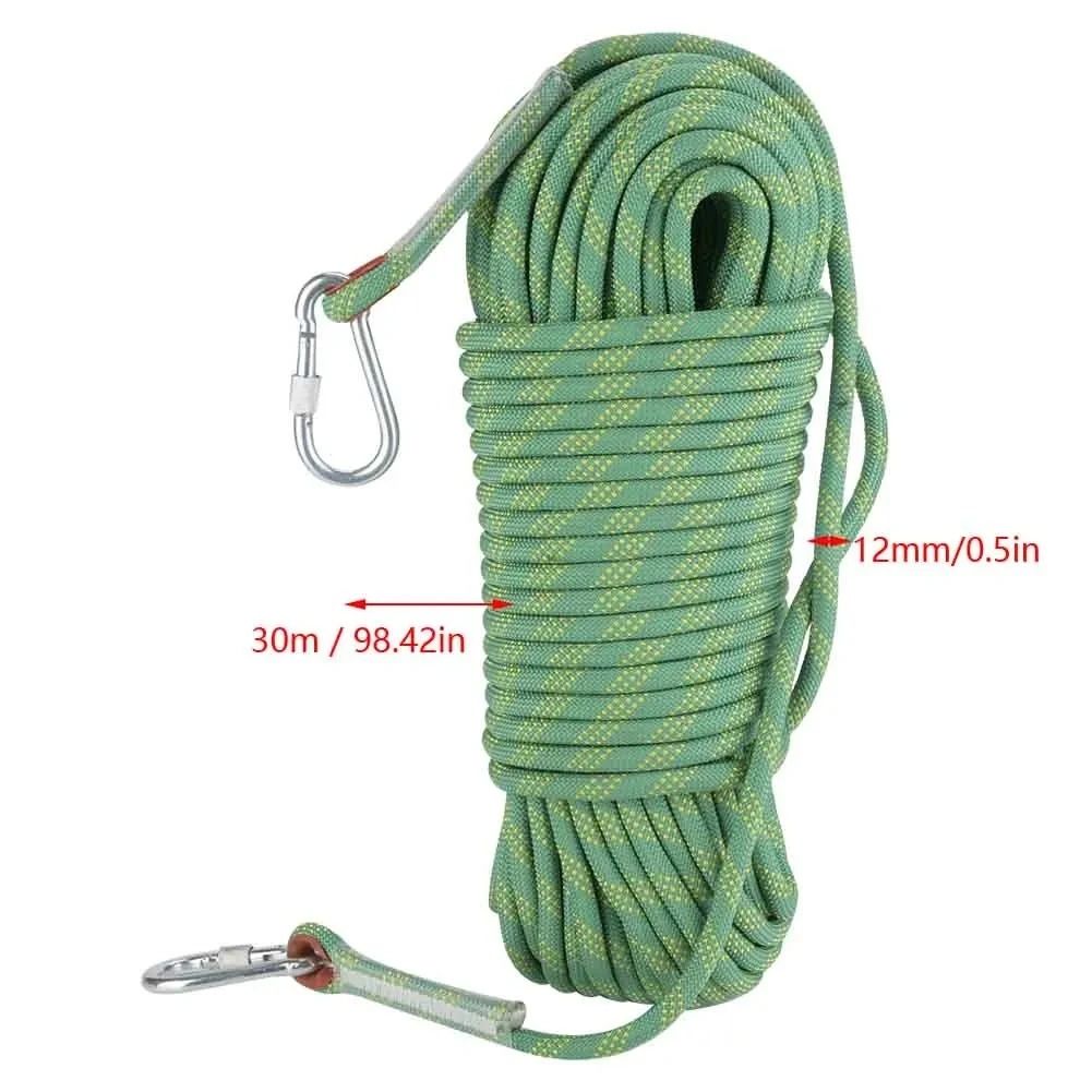 Climbing Ropes 30m Outdoor Rock Climbing Escape Ropes Hook 12mm ...