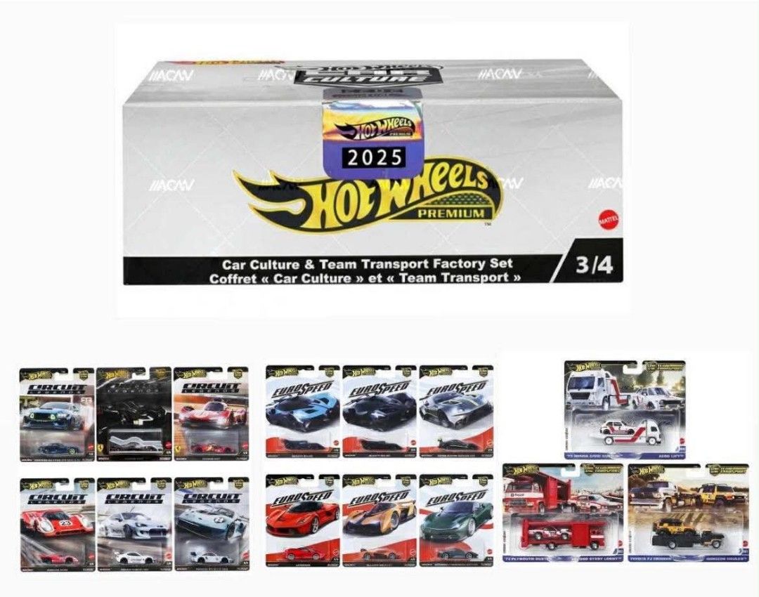 Hot Wheels 2025 Car Culture & Team Transport Factory Set Mix 3/4 ...