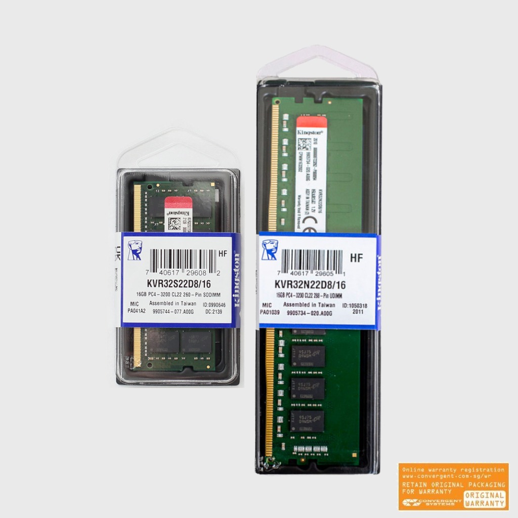 Kingston KVR DDR4 3200MT/s Non-ECC Unbuffered - DIMM/ SODIMM | 8GB ...