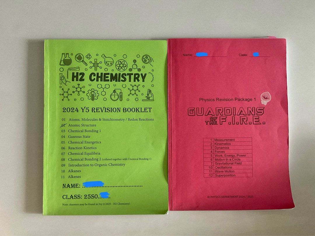 Raffles Institution JC A Level H2 Chemistry Physics Revision booklet ...