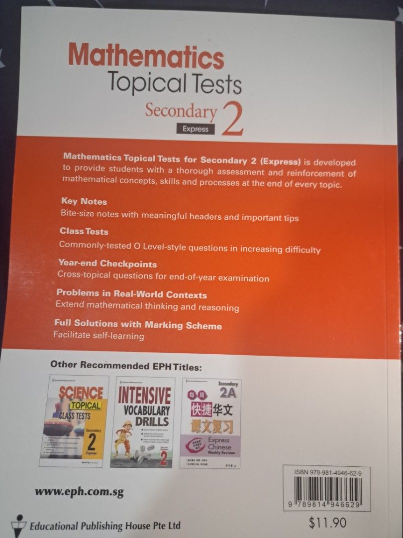 Secondary 2 Mathematics Topical Tests, Hobbies & Toys, Books ...