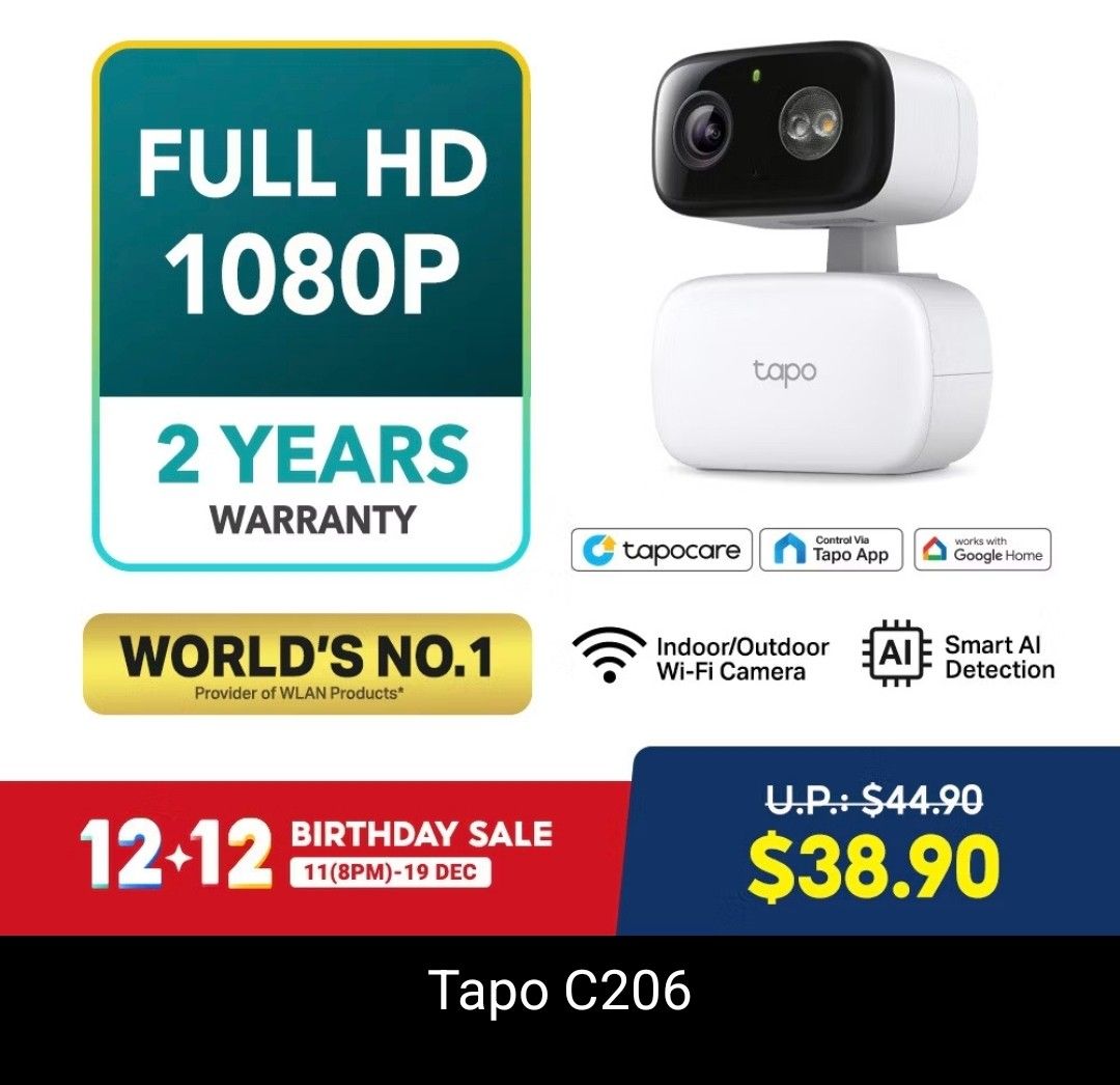 Tp-Link Tapo C206 Indoor Outdoor WiFi camera CCTV, Furniture & Home ...