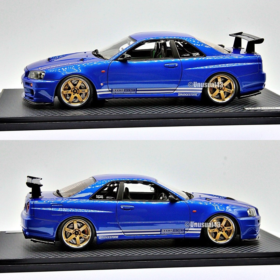 1/18 Ignition Model Top Secret R34 GTR Blue Metallic, Hobbies & Toys ...