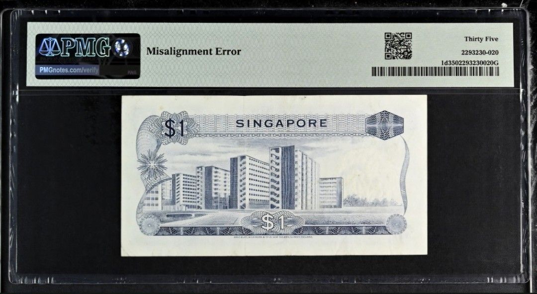1970 Singapore Orchid $1 HSS Misalignment Error (D6-913359) PMG 35 ...