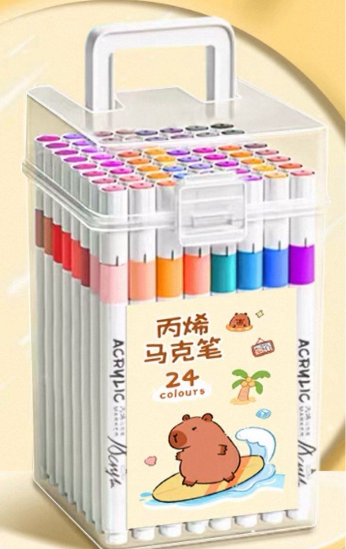 24 Colours Acrylic Markers Set, Hobbies & Toys, Stationery & Craft ...
