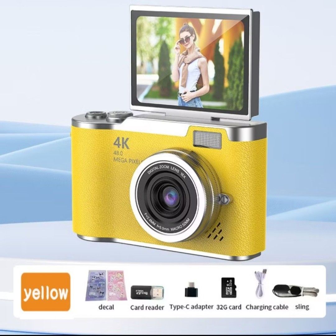4K Mega Pixels Small & Compact Digital Camera (Yellow) 💛📸, Photography ...
