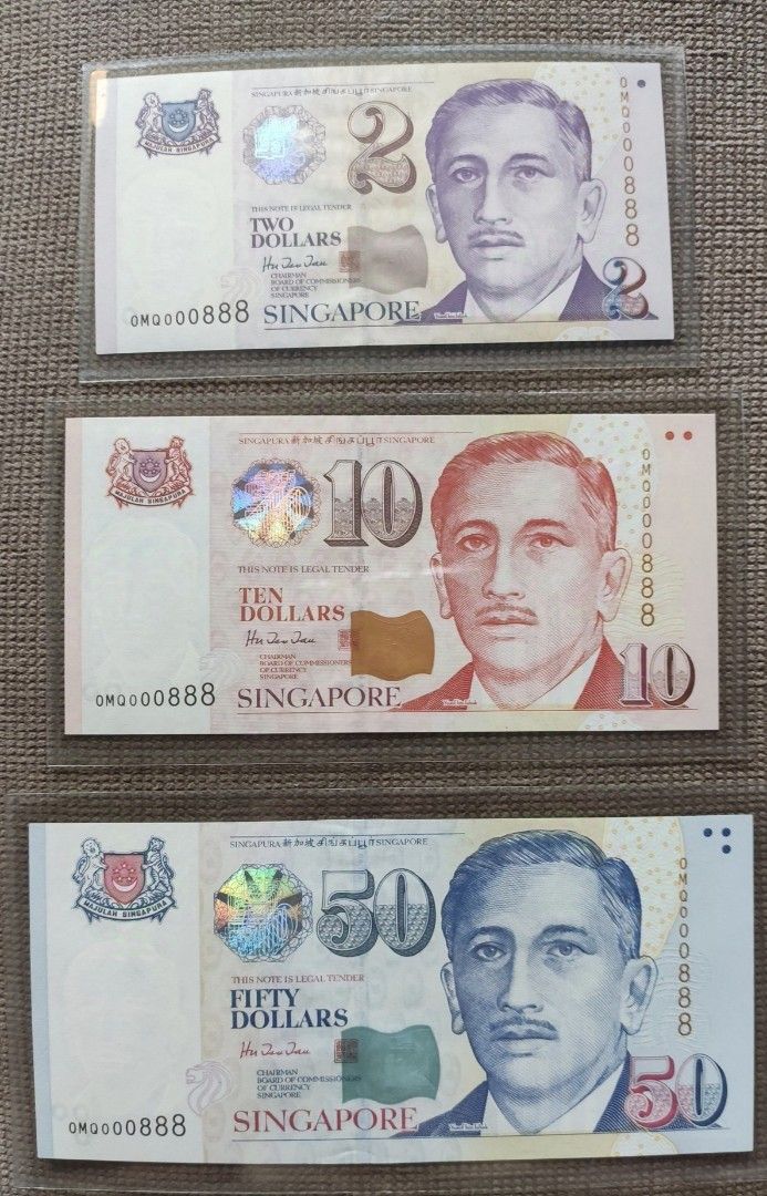 發發發 000 888 Sg $2 $10 $50 fancy prosperous Identical Serial Number ...