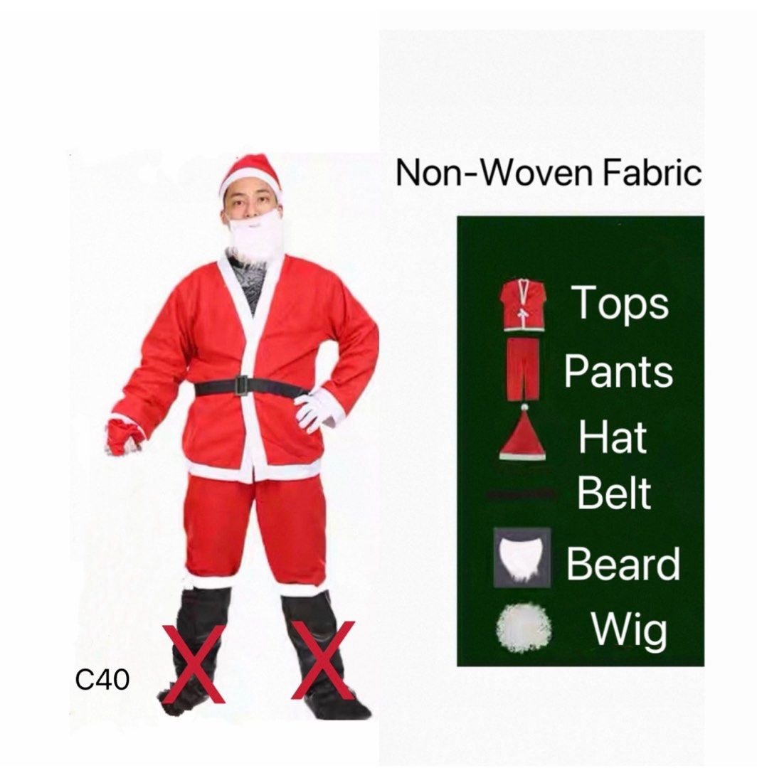Adults Santa Outfit Christmas Team Costume Adult Men Cloth Santa ...