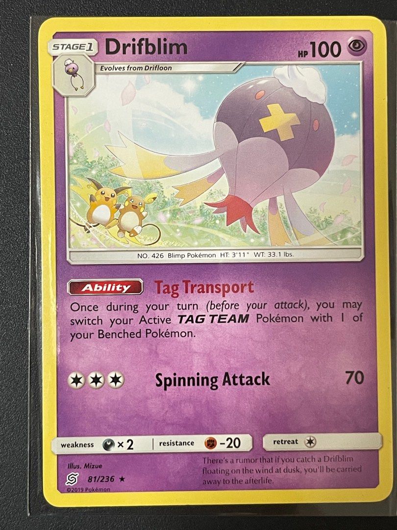 Alolan Raichu Cameo Art - 2019 Drifblim Pokemon Card - 81/236, Hobbies ...