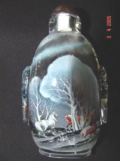 Antique Hand-Painted Snuff Bottle with Horses (70mmWx125mmH), Hobbies ...