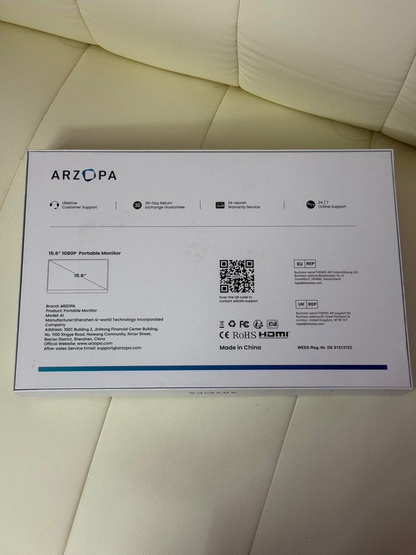 ARZOPA 15.6" 1080P Portable Monitor, Computers & Tech, Parts ...