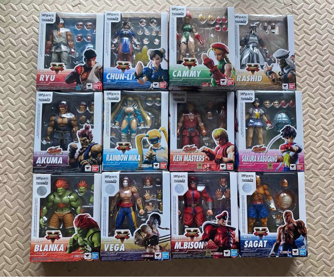 Bandai Shf Street Fighter Ryu Chun Li Cammy Rashid Vega Sagat Blanka ...