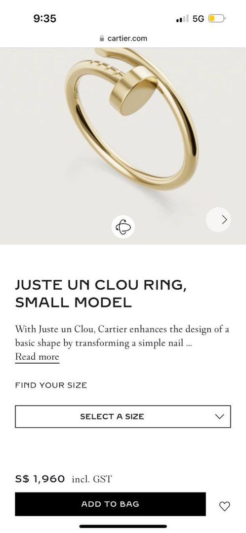 Cartier Juste un Clou Ring - Small Model, Women's Fashion, Jewelry ...
