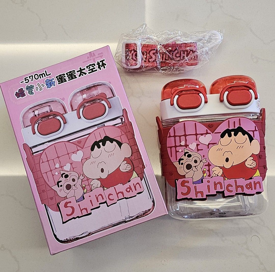 Crayon Shinchan Double 570ml Water Bottle with Straw, Furniture & Home ...