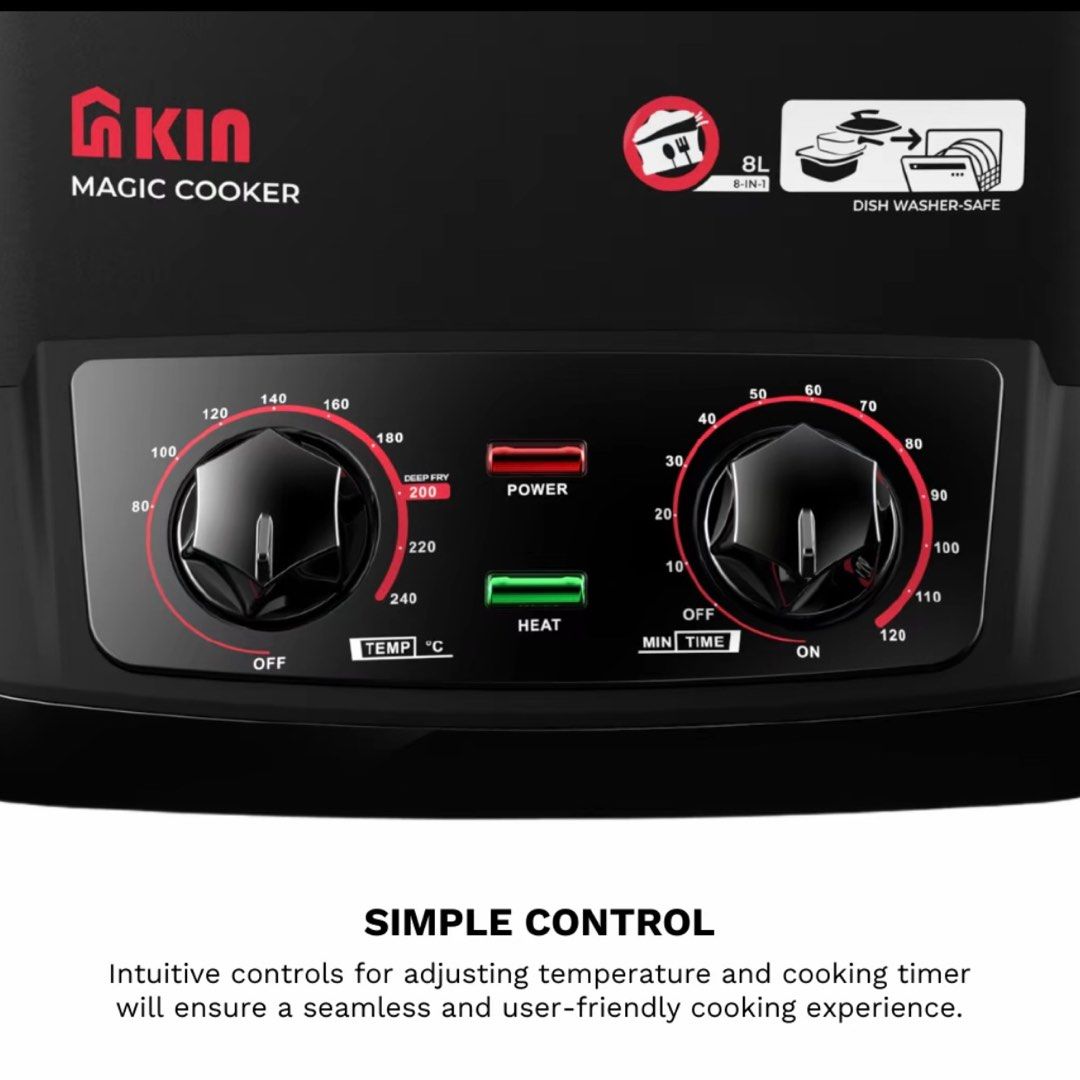 KIN Electric Magic Cooker | KMC1800B | 8L Capacity I E-Shaped Patented ...