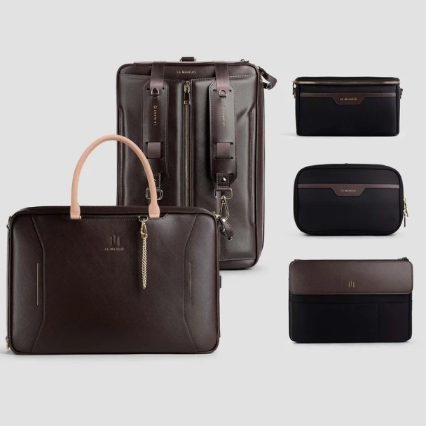 La Mansio Air Convertible Leather Briefcase and Backpack Full Pack Set ...