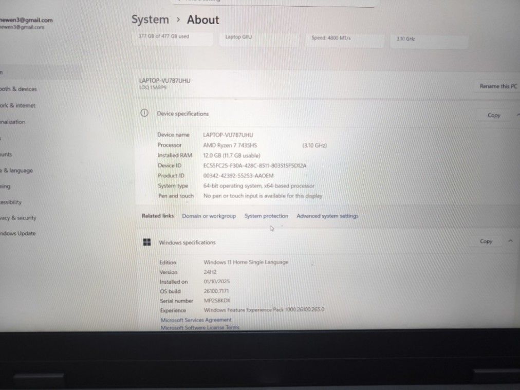 Lenovo LOQ 15ARP9 Gaming Laptop (83JC00ECMJ) - Ryzen 7 7435hs ,RTX 4050 ...