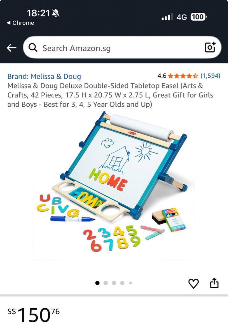 Melissa & Doug Deluxe Double-Sided Tabletop Easel, Hobbies & Toys, Toys ...
