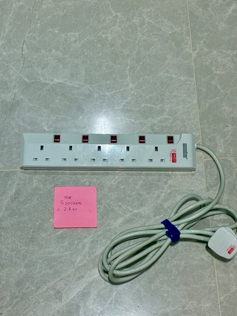 Morris 5-Socket Extension Cord, TV & Home Appliances, Electrical ...