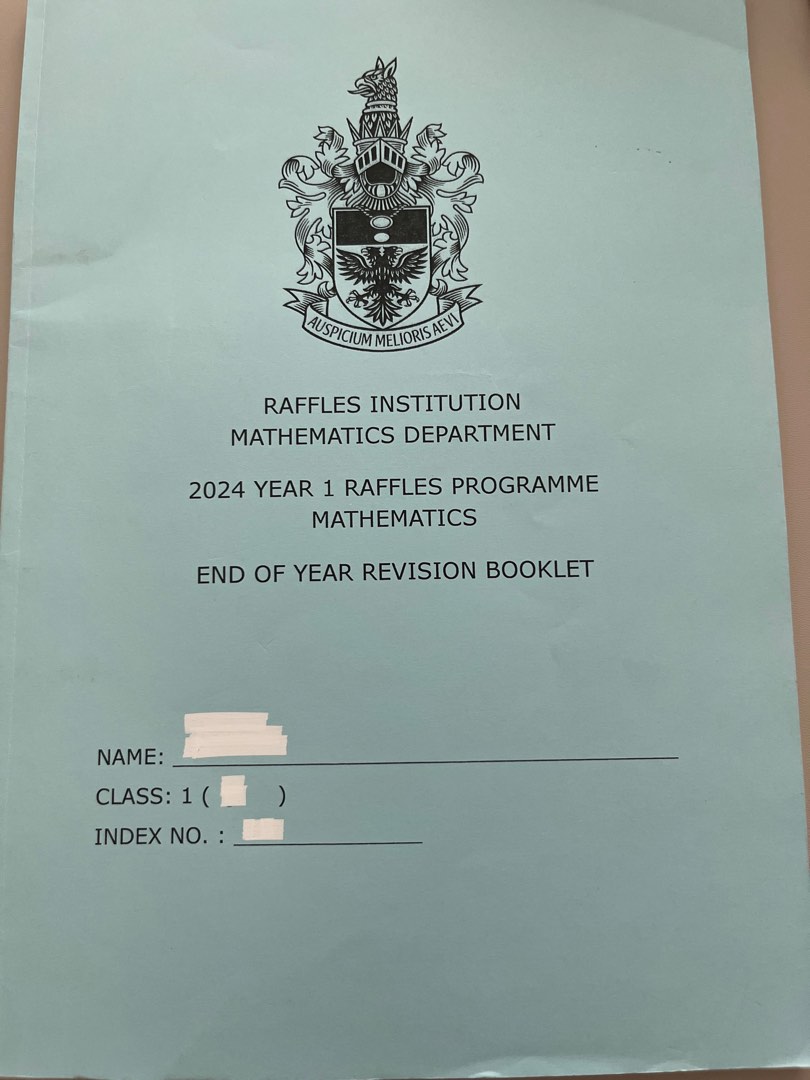 Raffles Institution Year 1 (Sec 1) Mathematics Revision Booklet ...