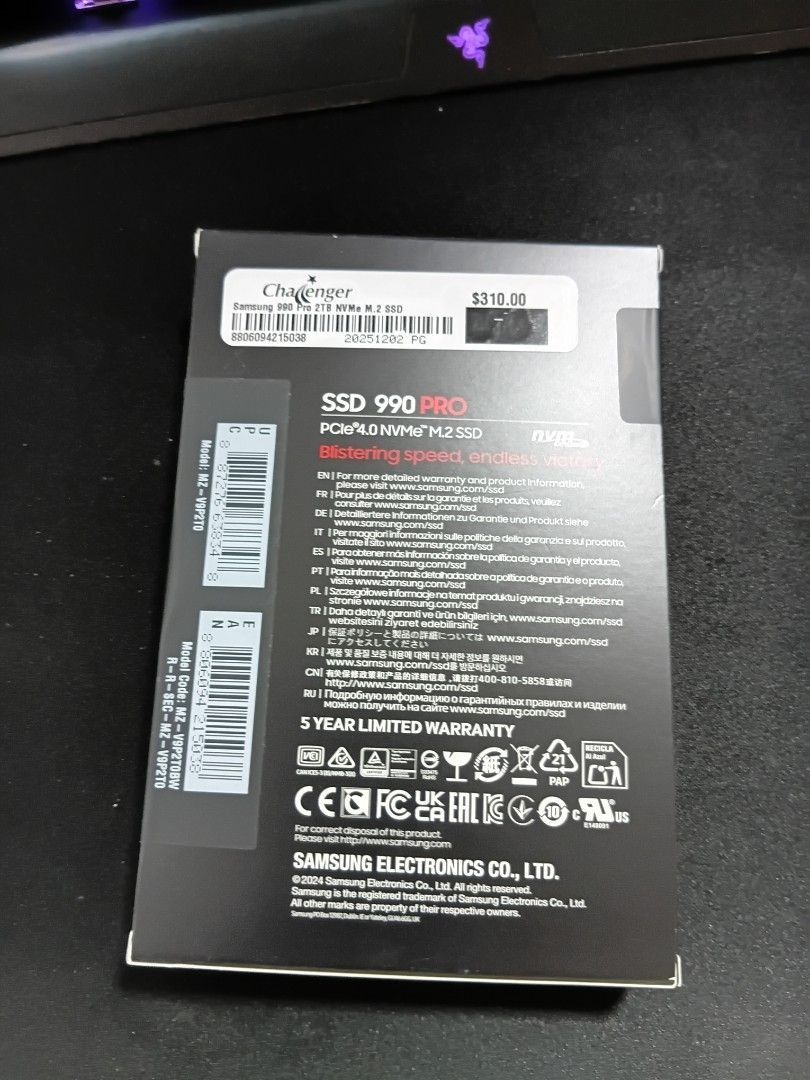 Samsung 990 Pro 2TB NVMe M.2 SSD, Computers & Tech, Parts & Accessories ...