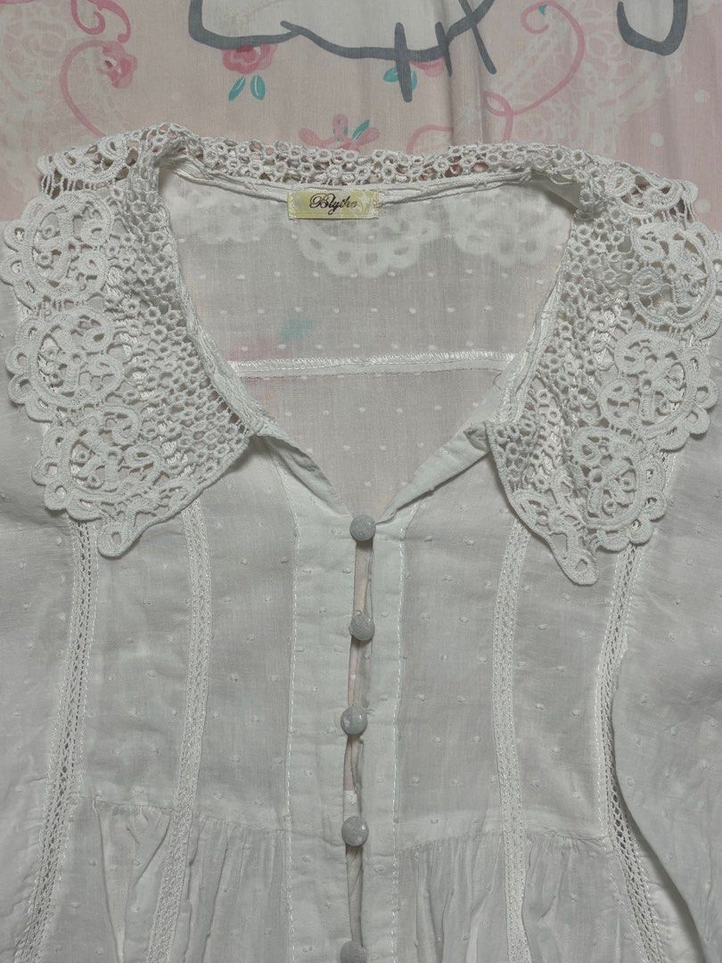 Sheer white bat wings top, Women's Fashion, Tops, Other Tops on Carousell