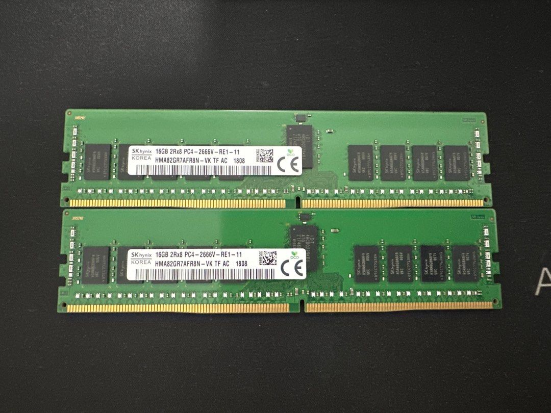 SK Hynix 32GB RAM. 2x 16GB DDR4 PC4-2666V-RE1-11 RAM, Computers & Tech ...