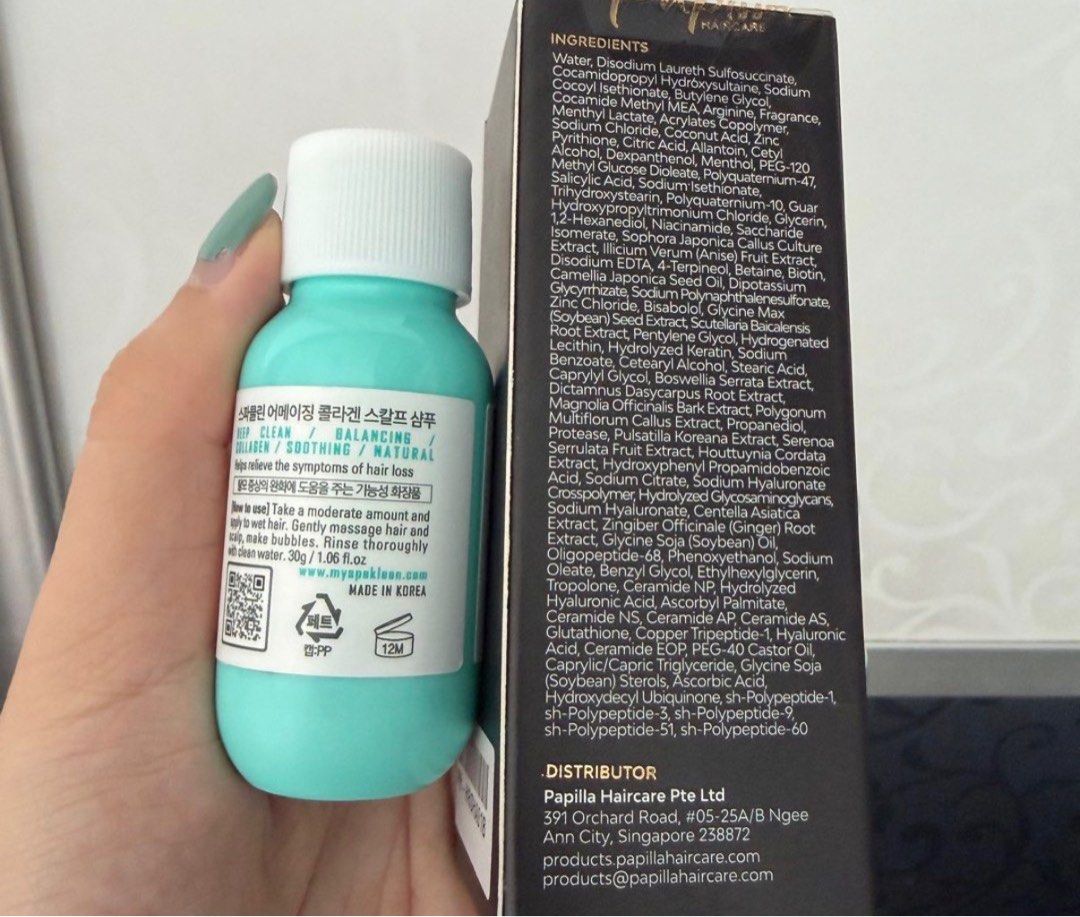 spaklean amazing collagen scalp shampoo 30G + Papilla Haircare Hair ...