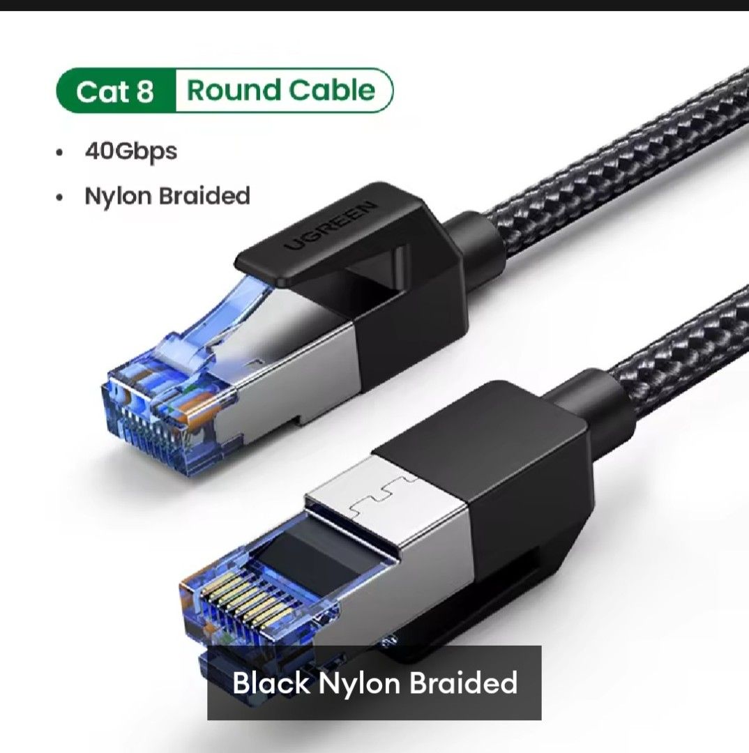 UGREEN Cat 8 Ethernet Cable - Black Nylon Braided, Computers & Tech ...