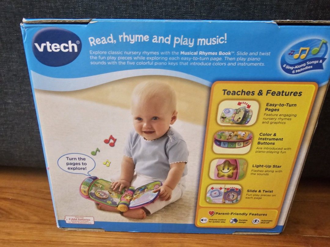 VTech Musical Rhymes Book (6-36 Months), Babies & Kids, Infant Playtime ...