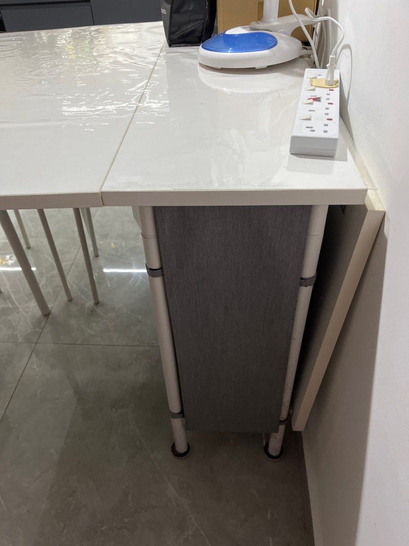 IKEA White Folding Table with Storage, Furniture & Home Living ...