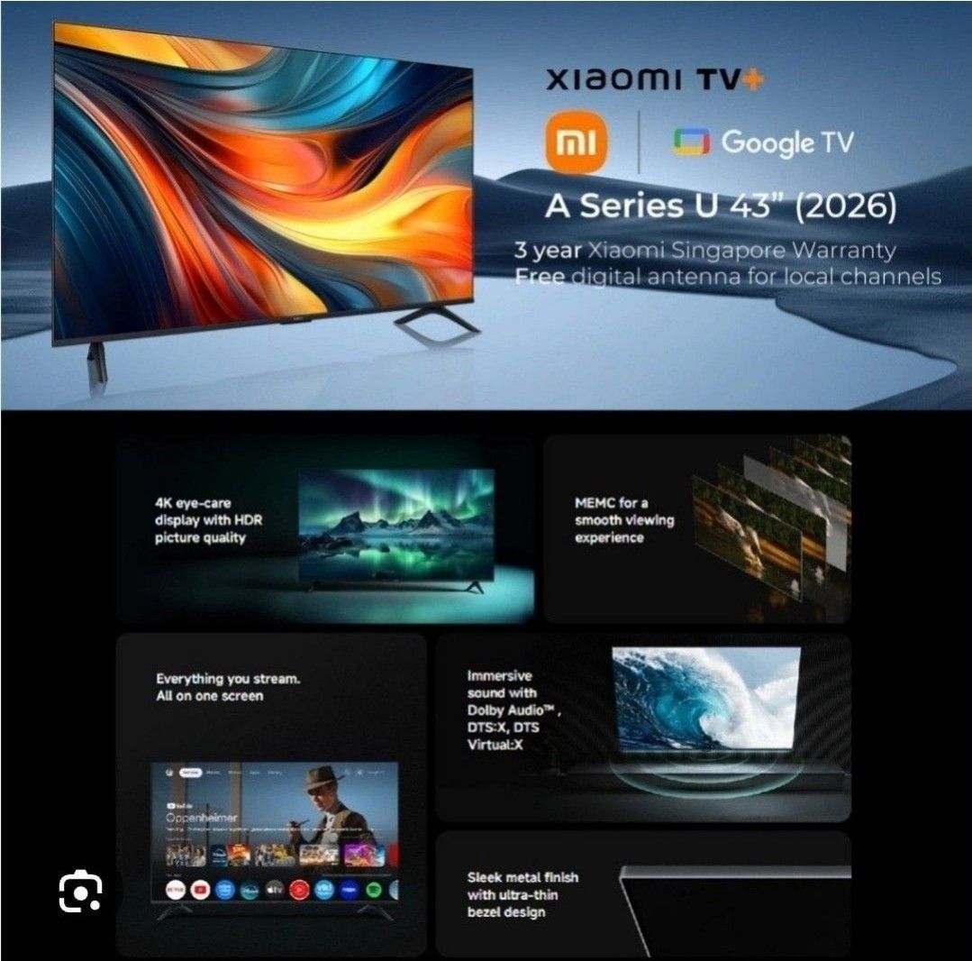 Xiaomi 43inch 4K Ultra HD SMART TV 2026 , Youtube Netflix Google Play ...