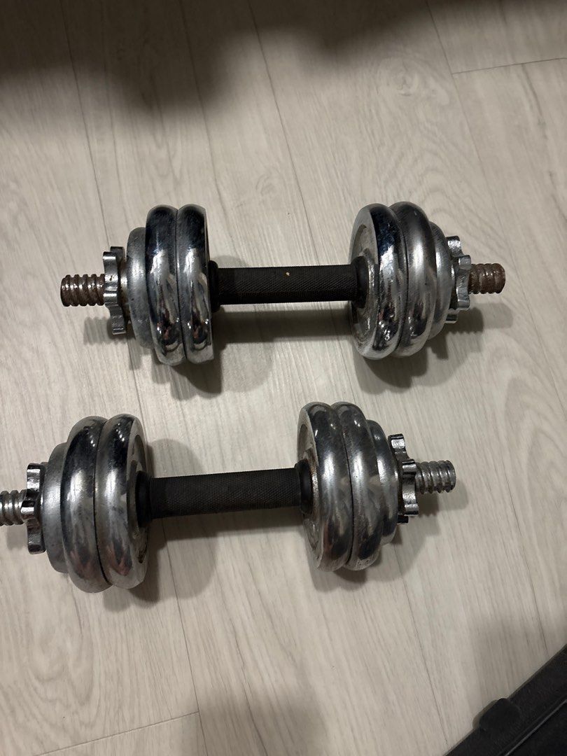 York Fitness 15kg Chrome Dumbbell Set, Sports Equipment, Exercise ...