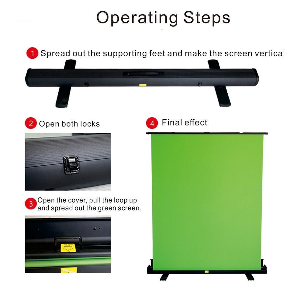 (1.5m) Pull Up White Screen Collapsible Background Panel with Auto ...